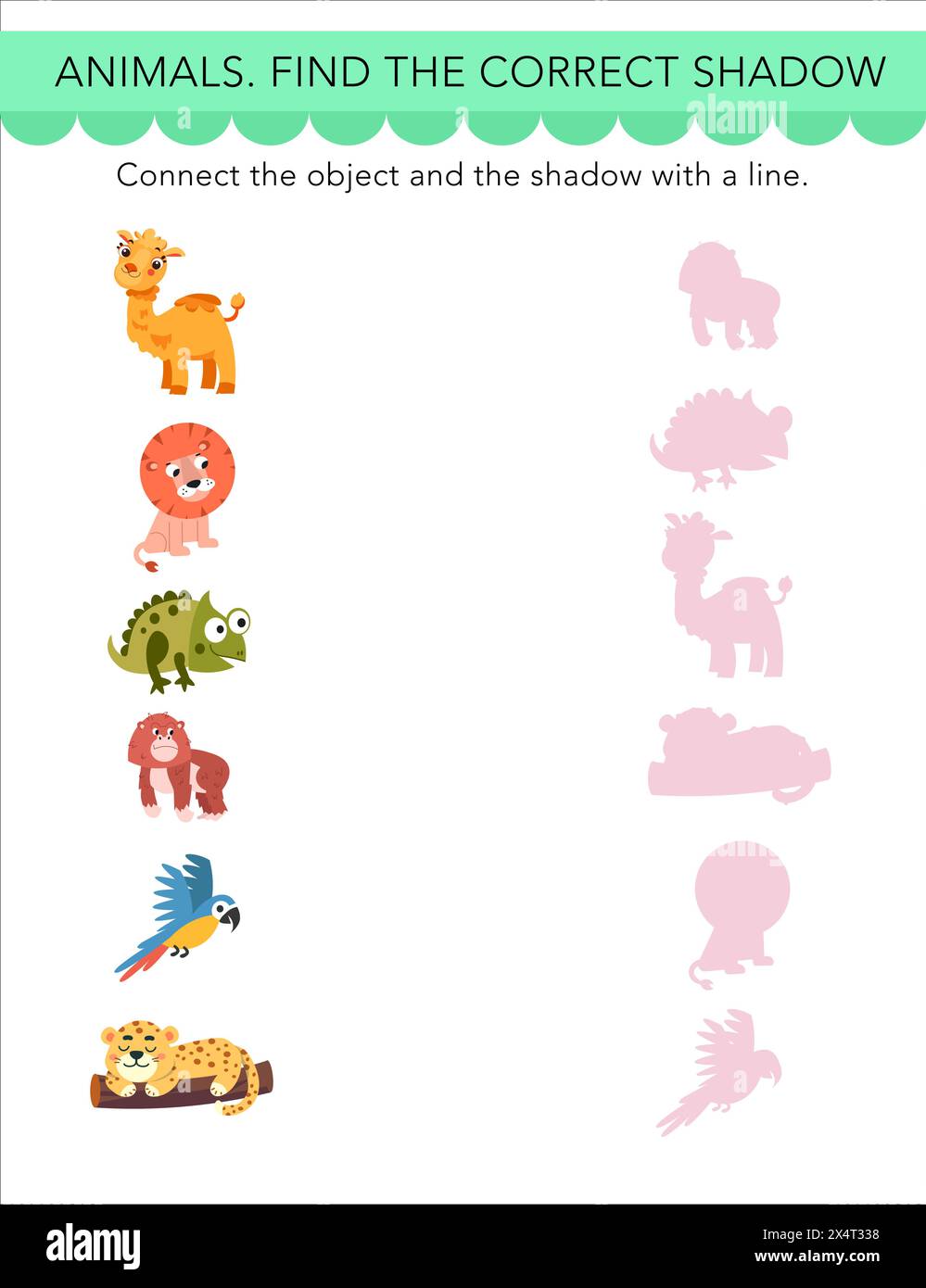 Find the right shadow. Puzzle Game for children. Cute cartoon style ...