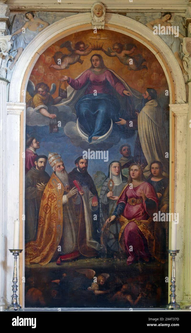 Virgin Mary with Angels and Saints, painting in the Church of St. Mary ...