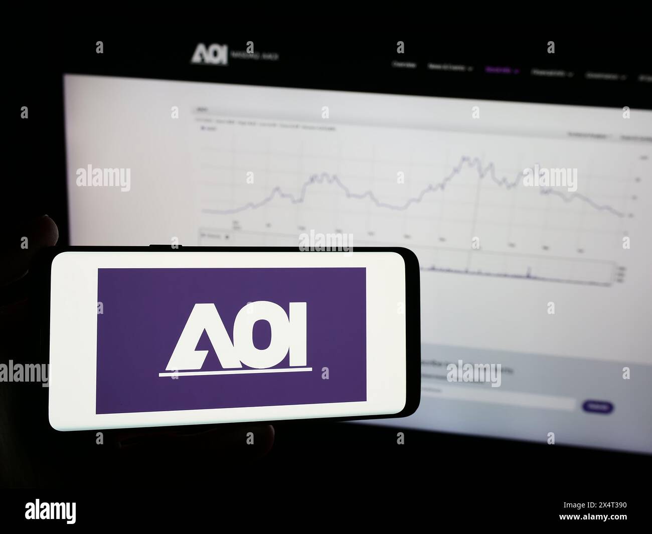 Person holding mobile phone with logo of American company Applied ...