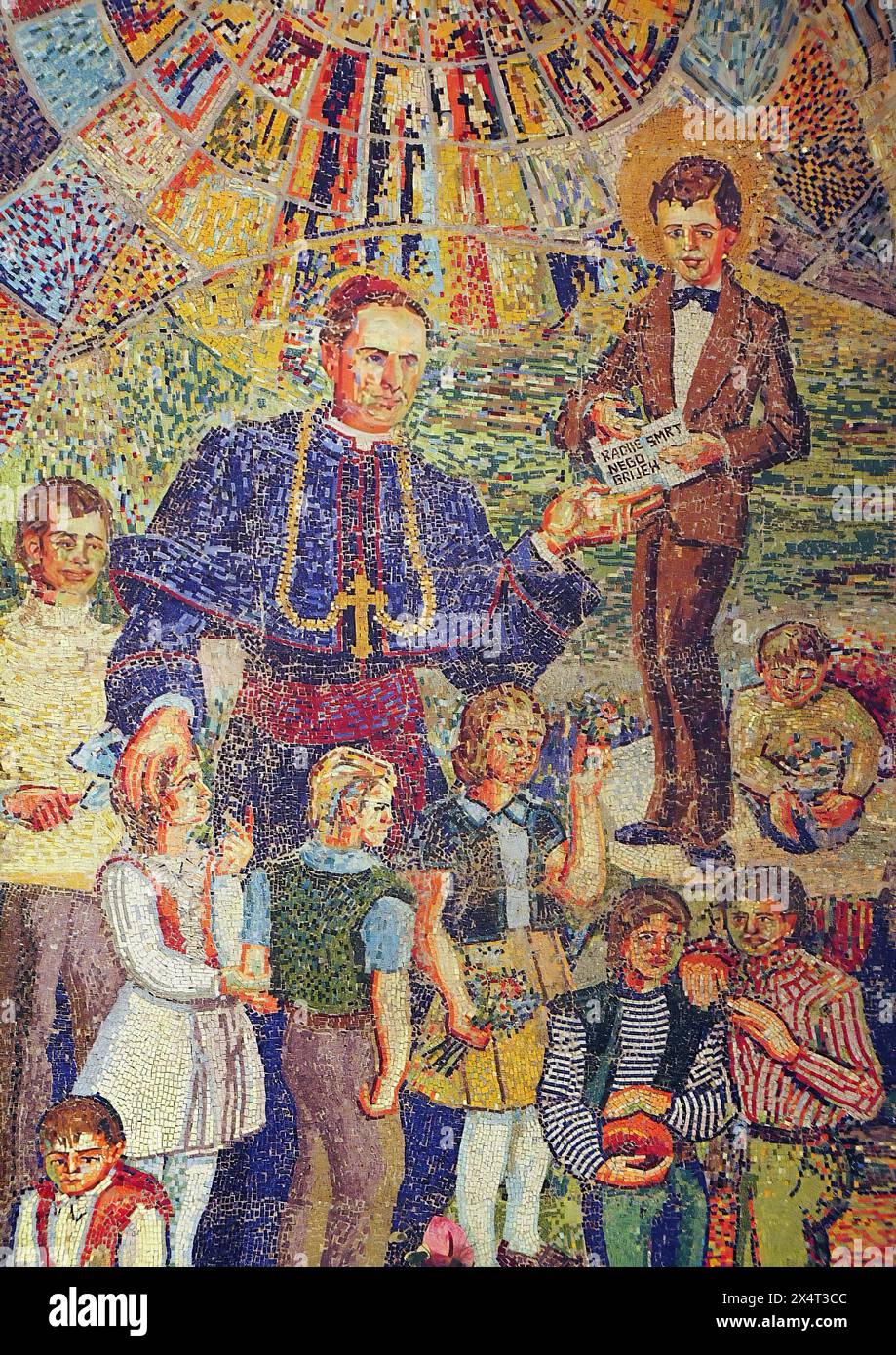 Cardinal Aloysius Stepinac shows the young people the image of Saint ...