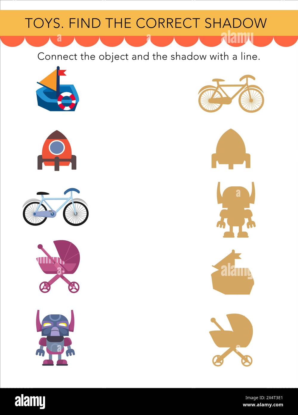 Find correct shadow. Puzzle Game for children. Cute cartoon style ...