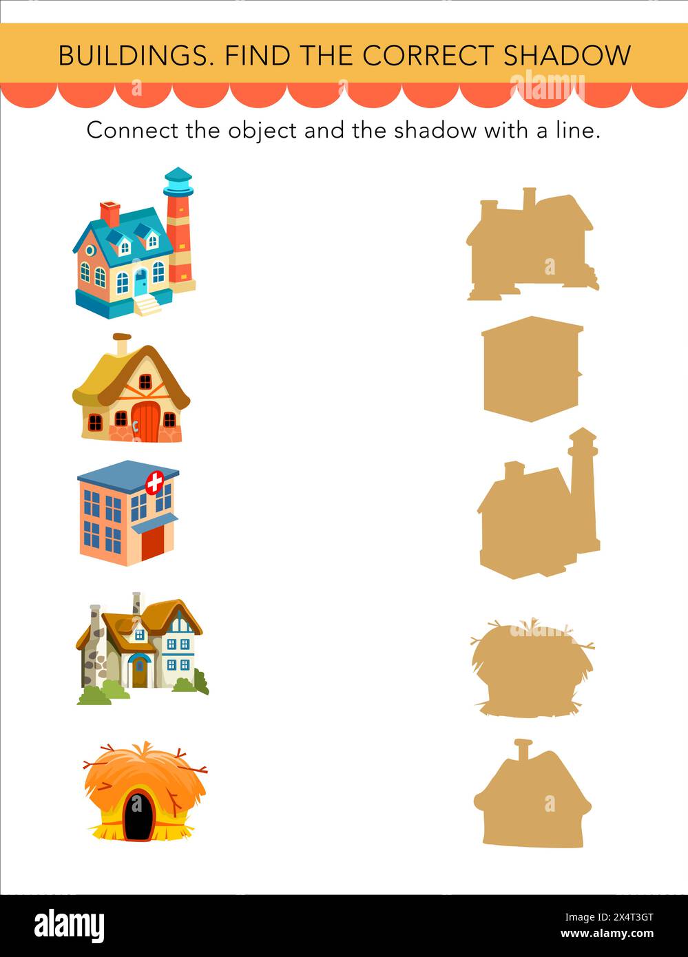 Find the right shadow. Puzzle Game for children. Cute cartoon style ...