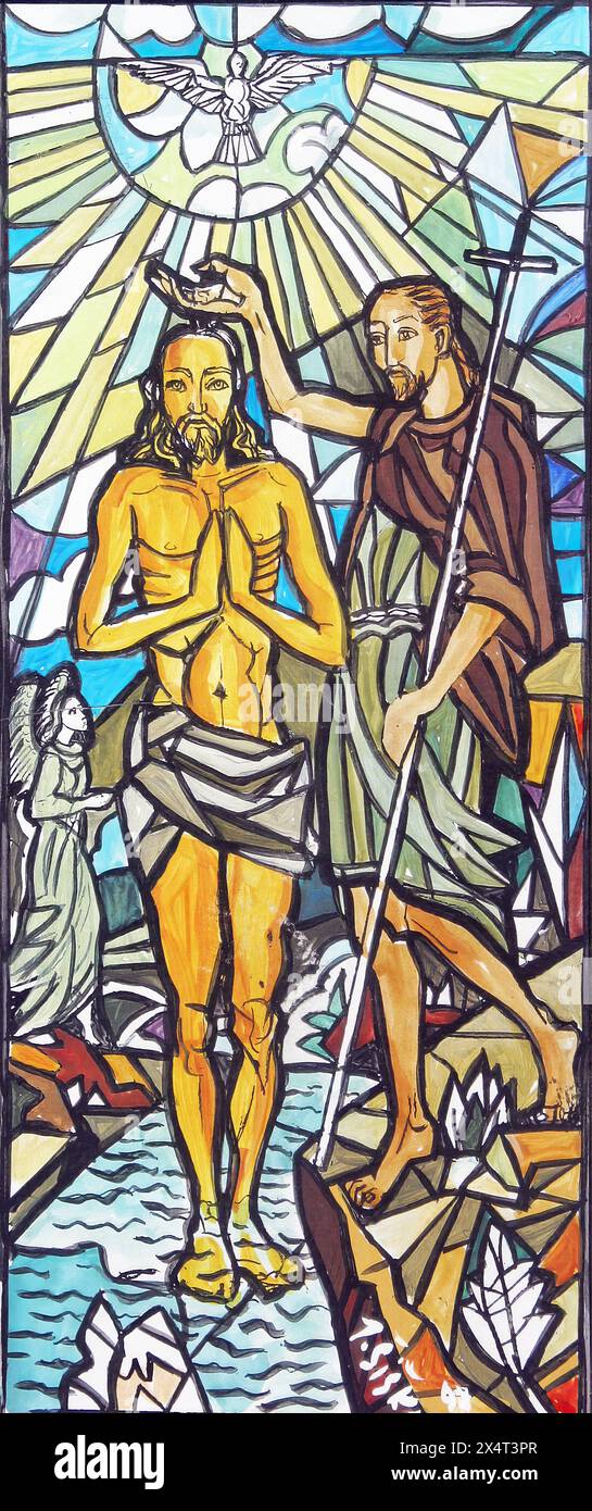 Baptism of the Lord, sketch for a stained glass window in the parish ...