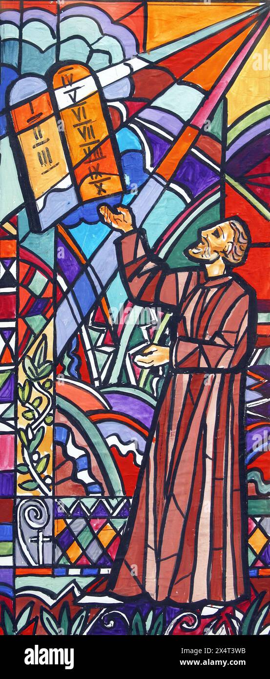 Ten Commandments, sketch for a stained glass window in the parish ...