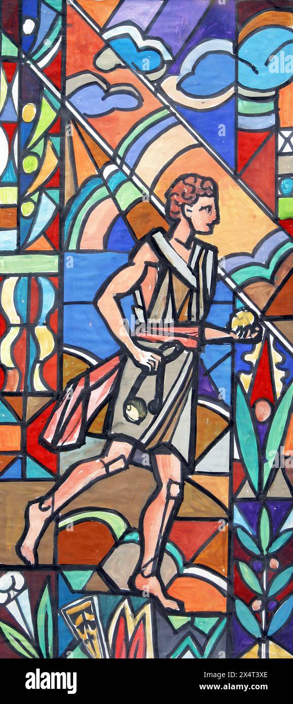 David, sketch for a stained glass window in the parish church of Saints ...