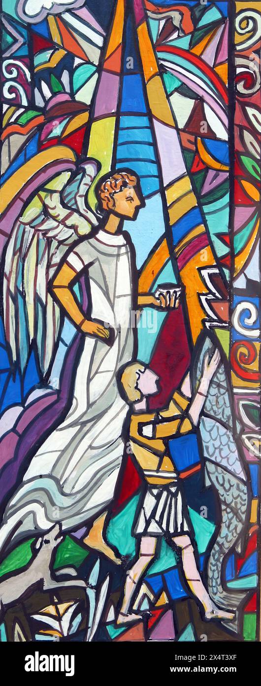 Saint Raphael the Archangel, sketch for a stained glass window in the ...