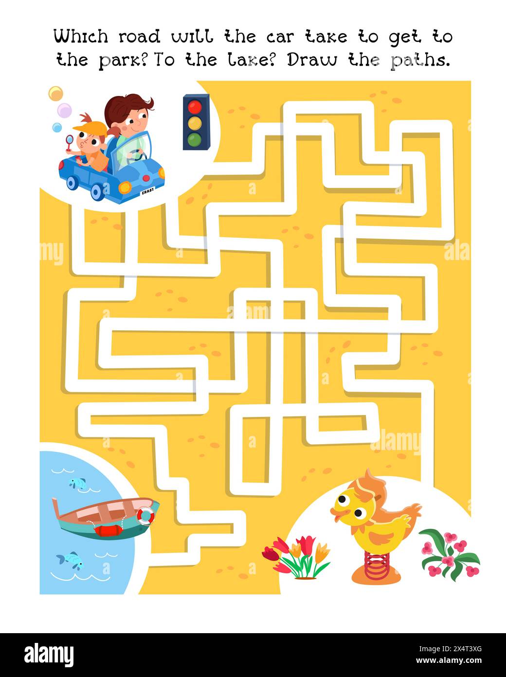 Maze game, activity for children. Vector illustration. Puzzle for kids ...