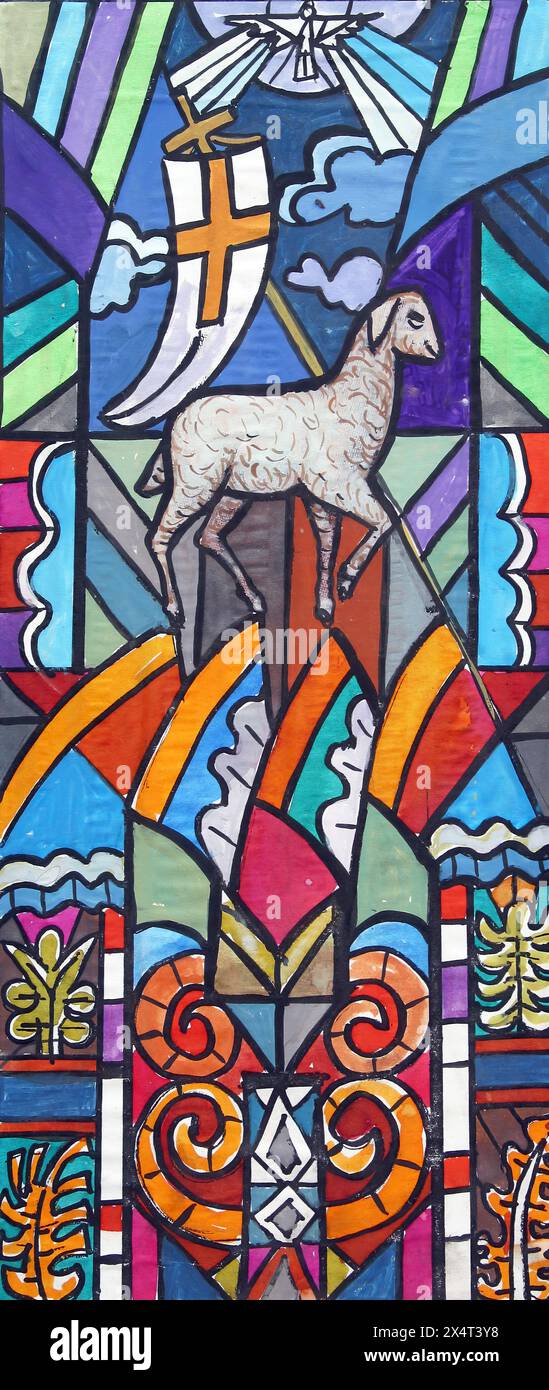 Lamb of God, sketch for a stained glass window in the parish church of ...