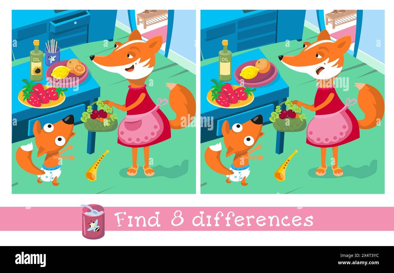 Find 8 hidden differences. Educational game for children. Puzzle game ...