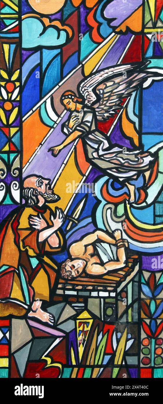Sacrifice of Isaac, sketch for a stained glass window in the parish ...