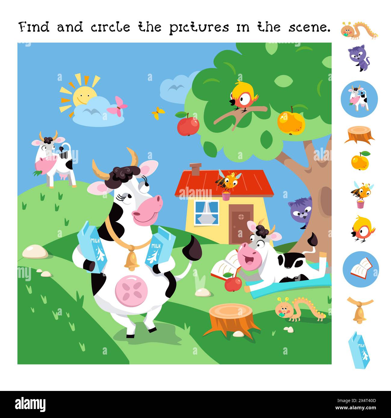 Find and circle hidden objects. Educational game for children. Animals ...