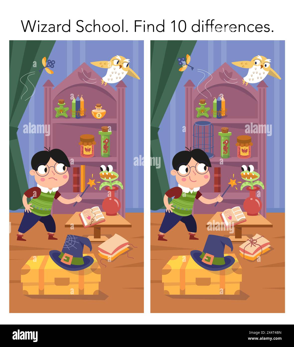 Find 10 differences. Educational puzzle game for children. Cute girl ...