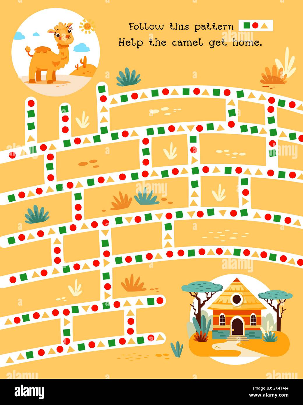 Activity and education. Puzzle maze for kids.Help the camel get home ...