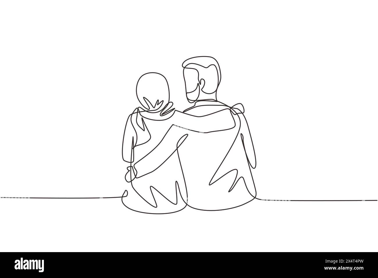 Continuous one line drawing happy Arab family. Couple relationship in ...