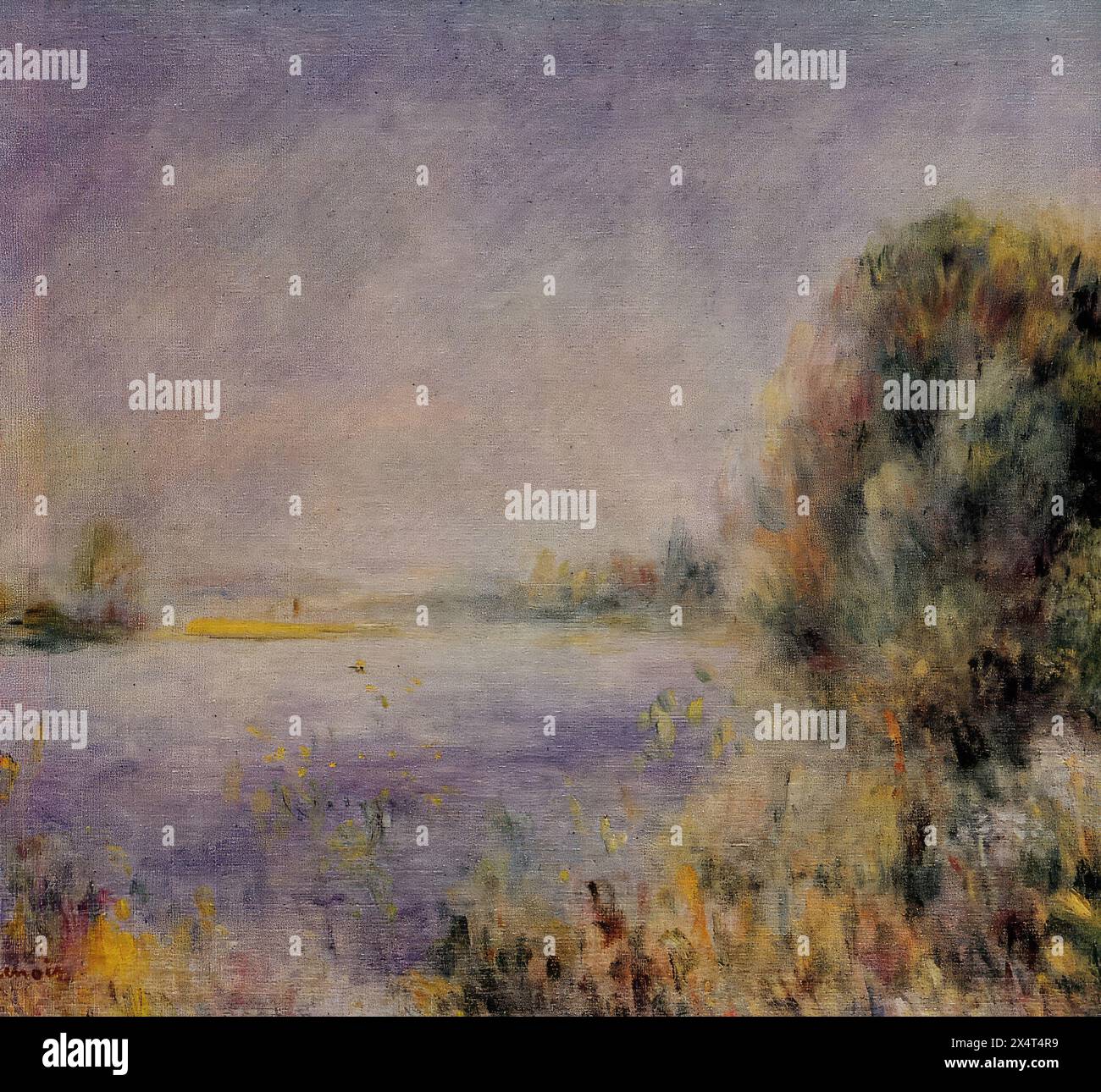 Renoir painting - Banks of a River Stock Photo - Alamy