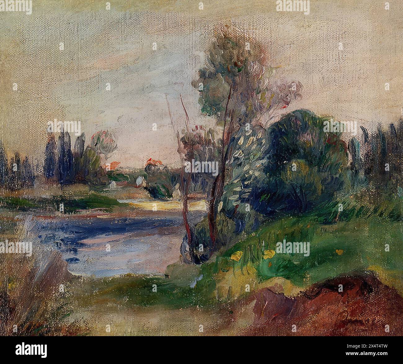 Renoir painting - Banks of a River Stock Photo - Alamy