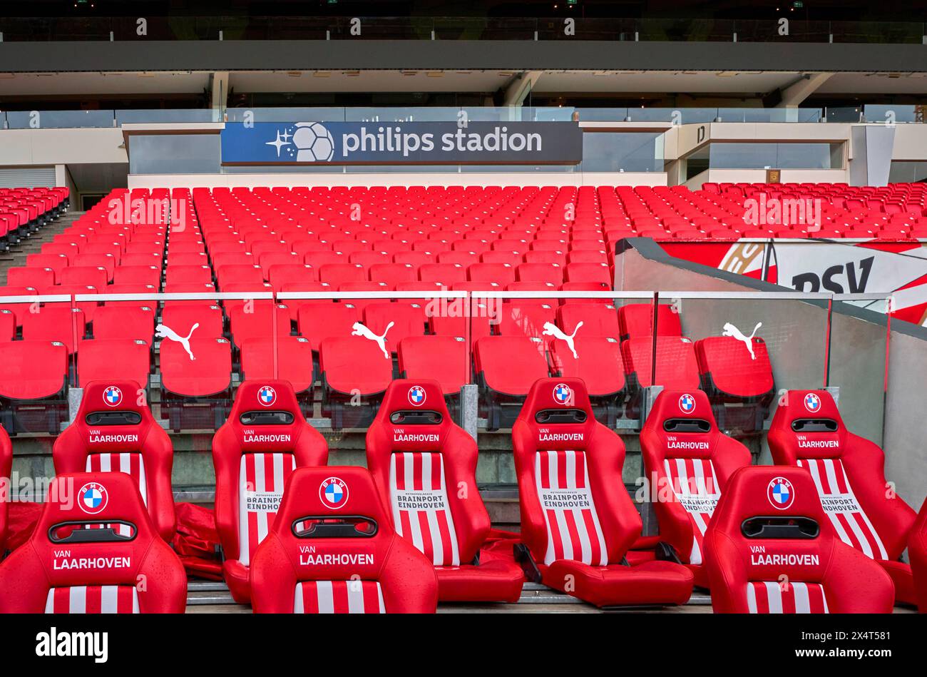 Staff bench at Philips Stadion - the official arena of FC PSV Eindhoven ...