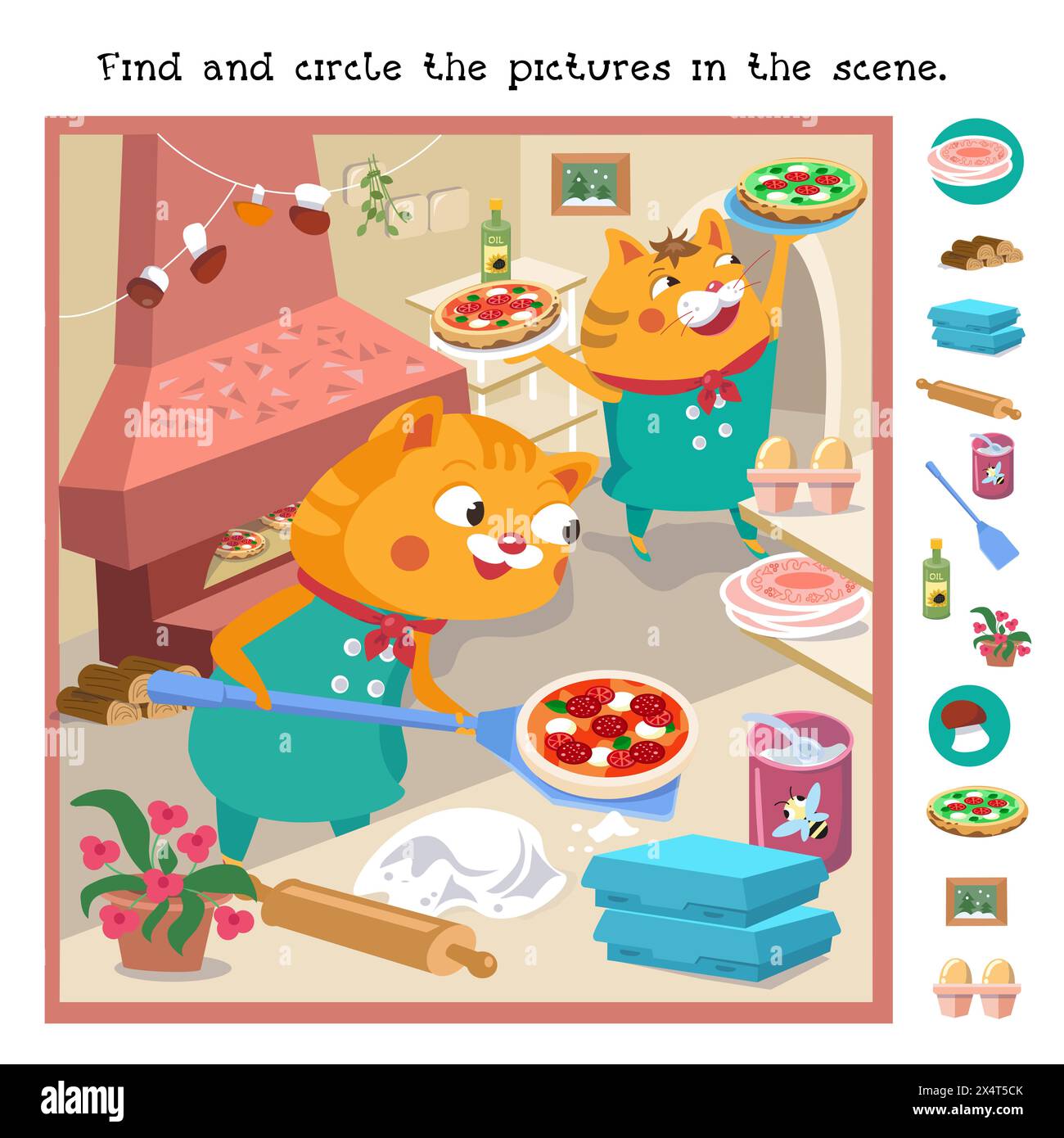Find and circle hidden objects. Educational game for children. Cute ...