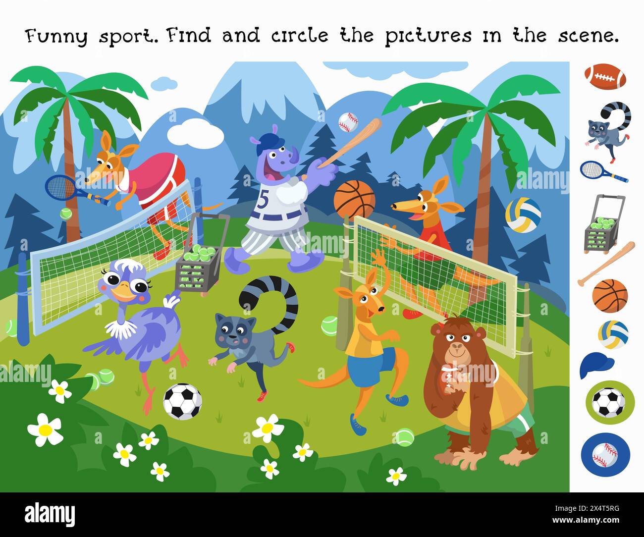 Find and circle objects. Educational puzzle game for children. Cute ...