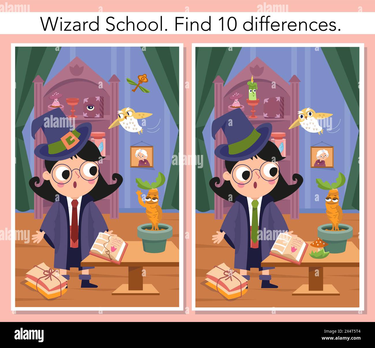 Find 10 differences. Educational puzzle game for children. Cute girl ...