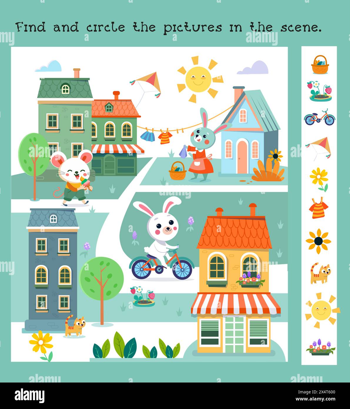 Find hidden objects in picture. Educational puzzle game for kids. Cute ...