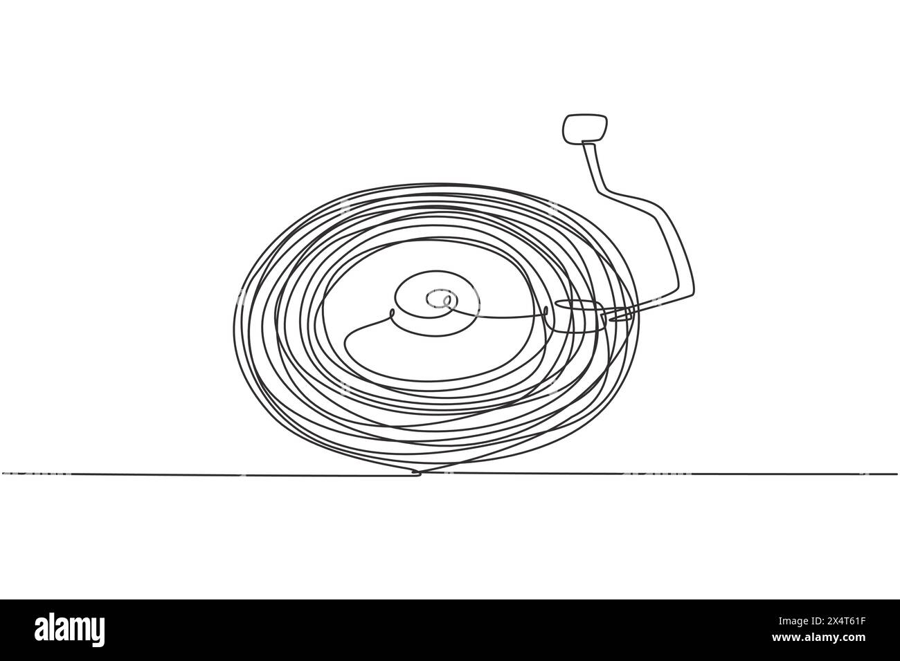 Single one line drawing vinyl record music poster design template with ...