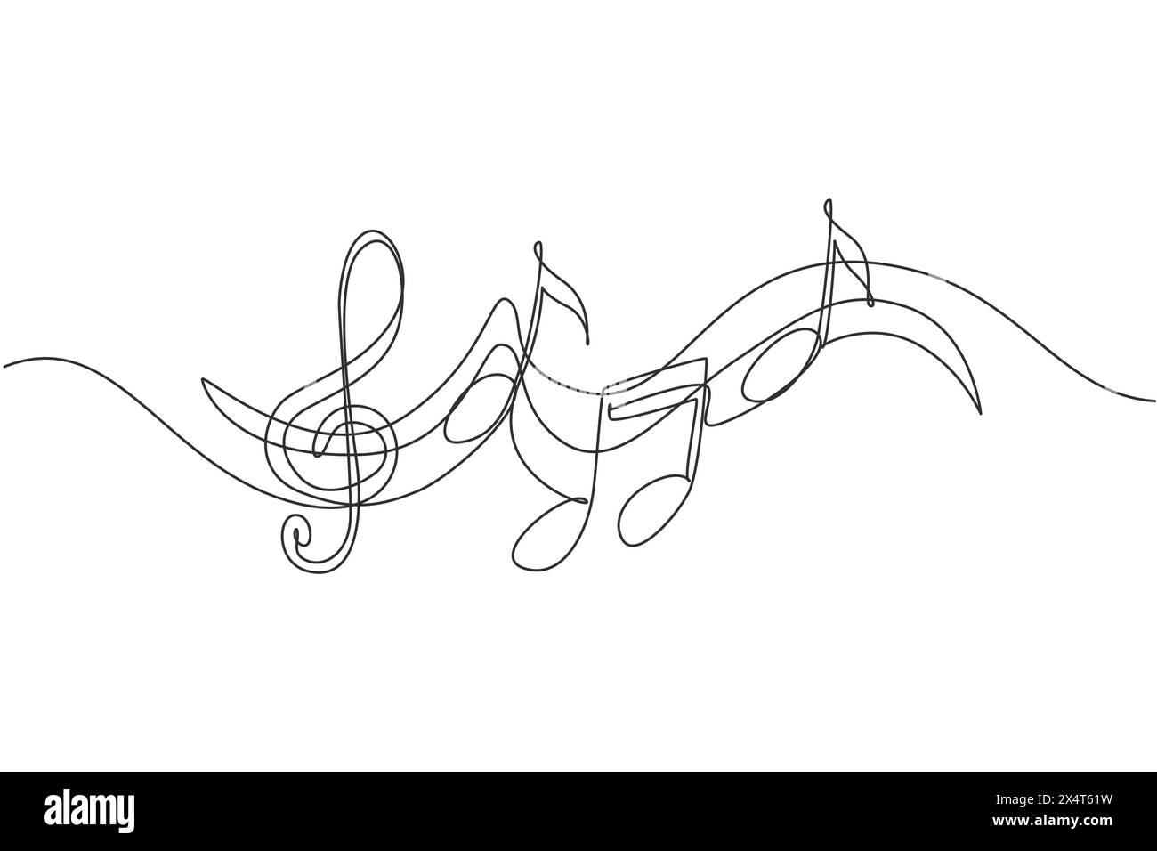 Single continuous line drawing music symbols. music note. Musical ...