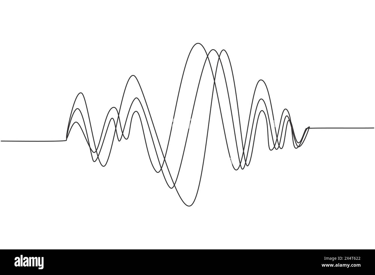 Continuous one line drawing sound waves. Audio Player. Audio equalizer ...