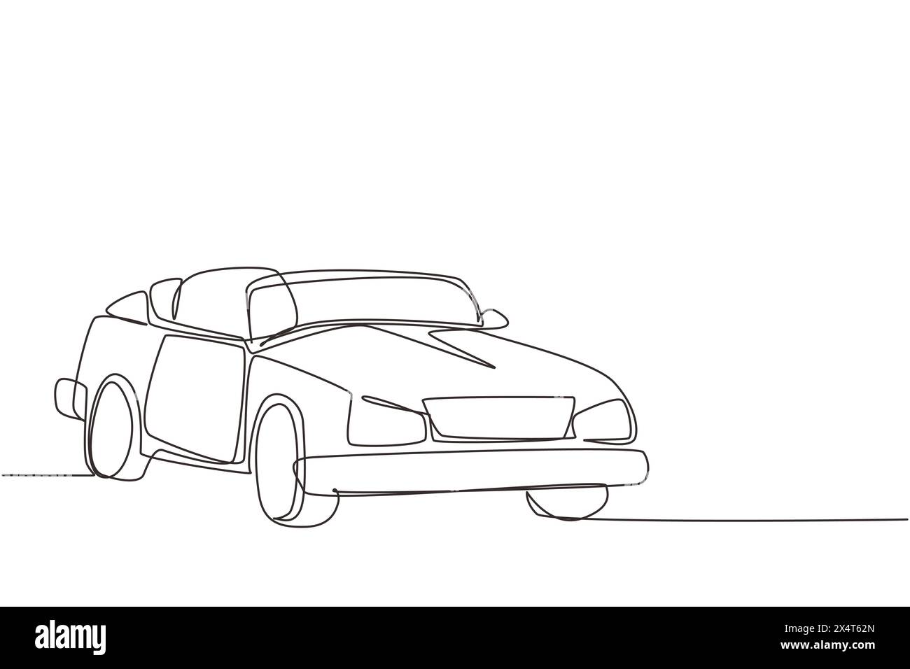 Single Continuous Line Drawing Classic Retro Convertible Sports Car