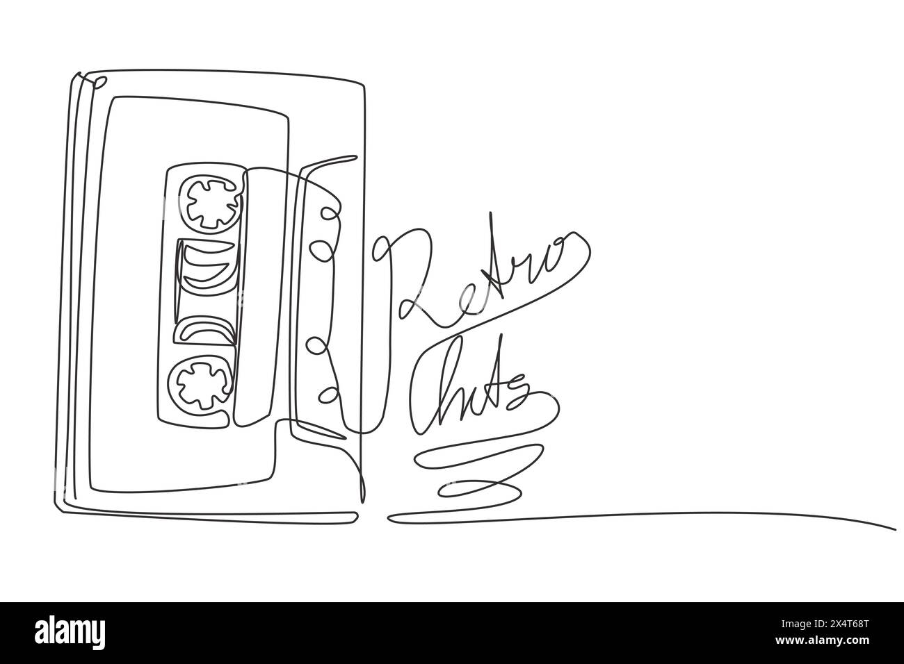 Continuous one line drawing vector illustration of tape spelling the ...