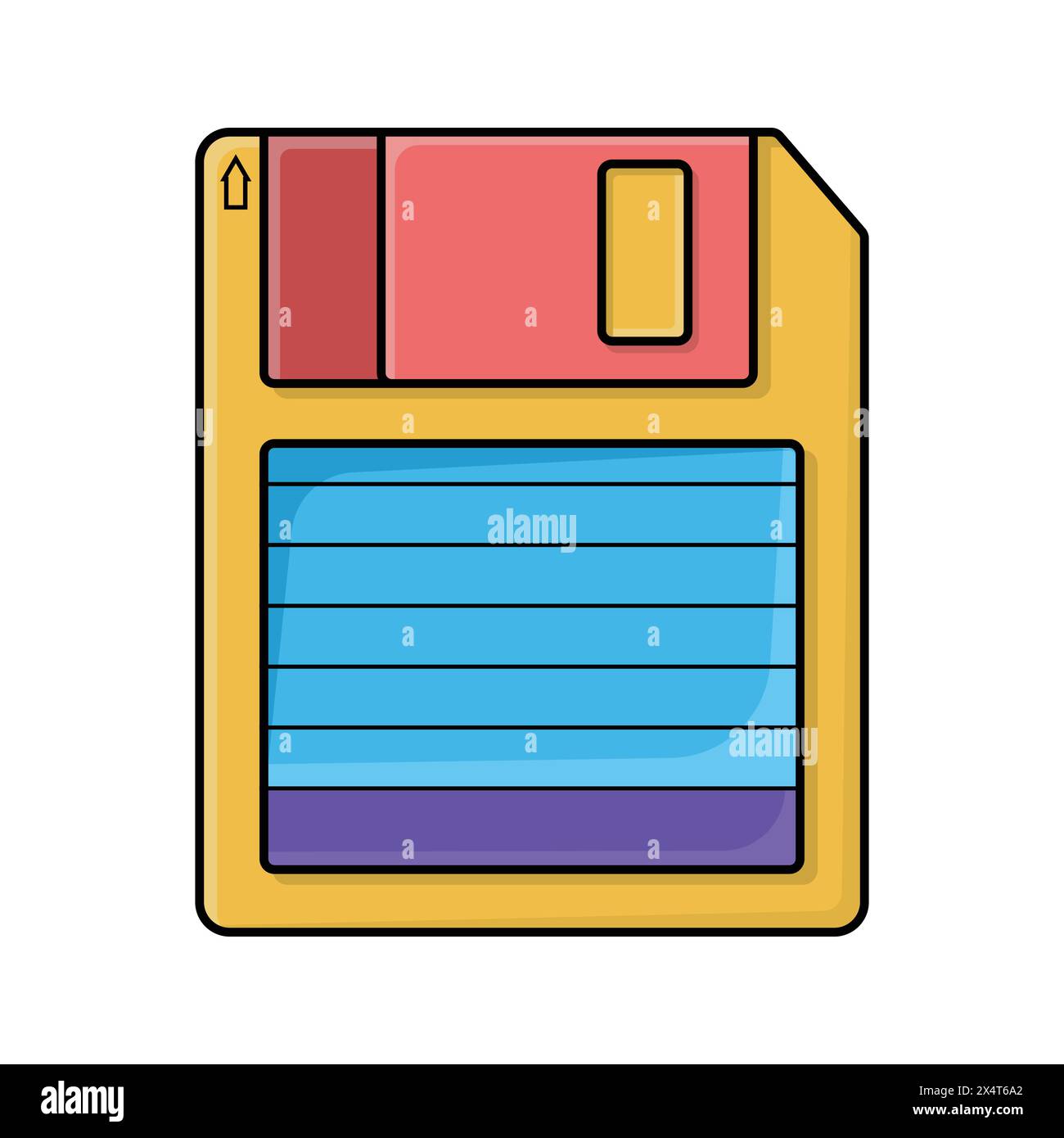 Retro floppy disk icon image vector illustration in yellow and blue color. Technology design ...