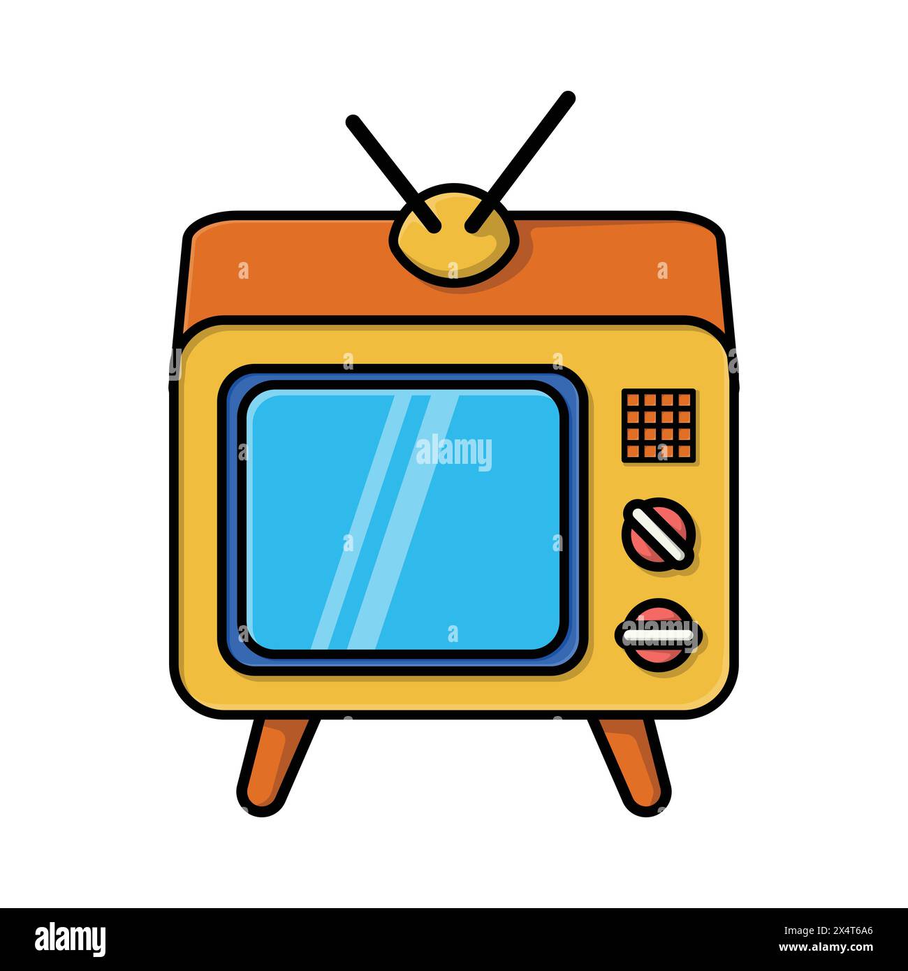 Retro Tv Illustration Vector For Vintage Theme Concept And Design Element Stock Vector Image