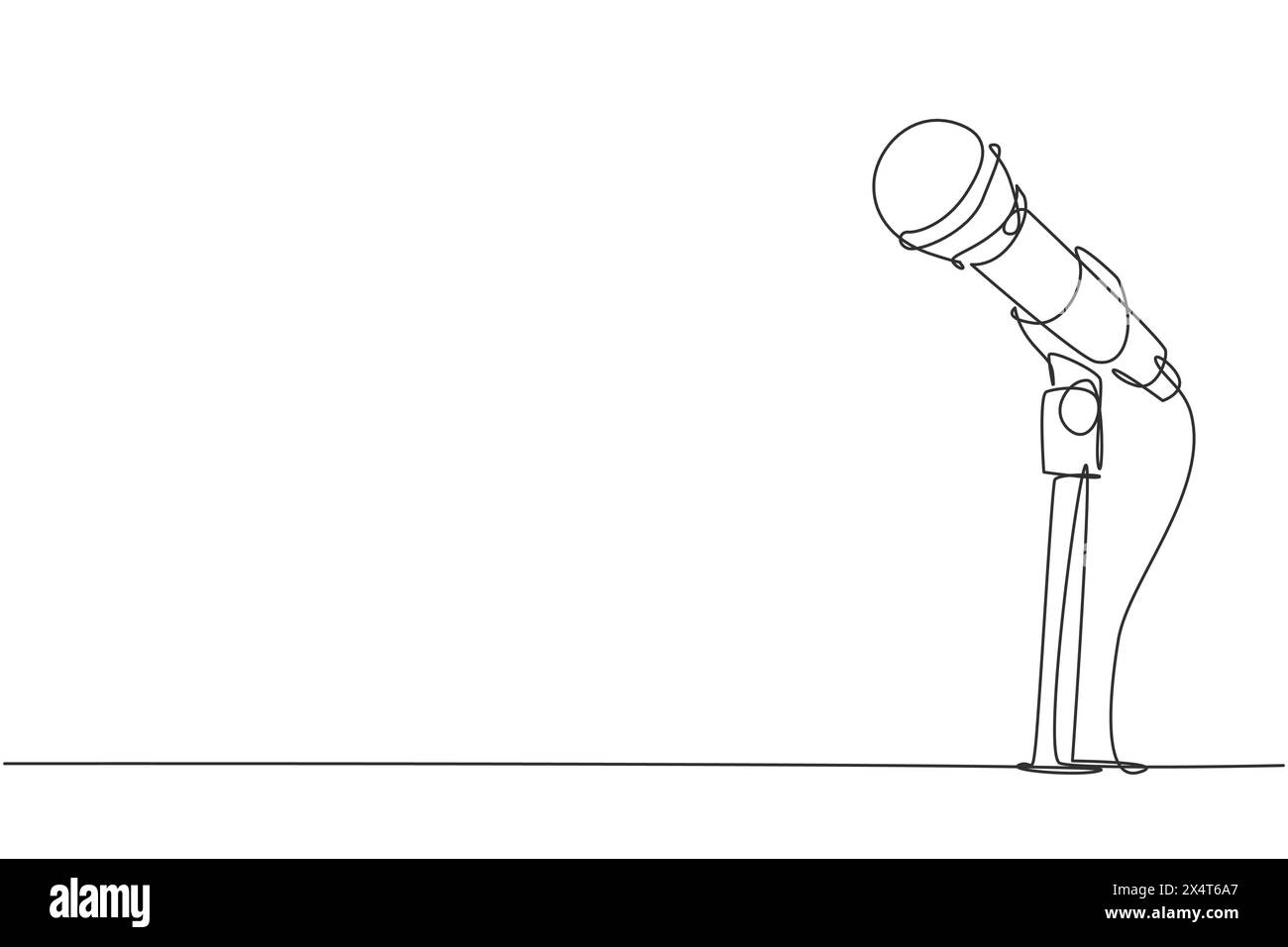 Single one line drawing microphone on stand. Mic on stand in musical ...