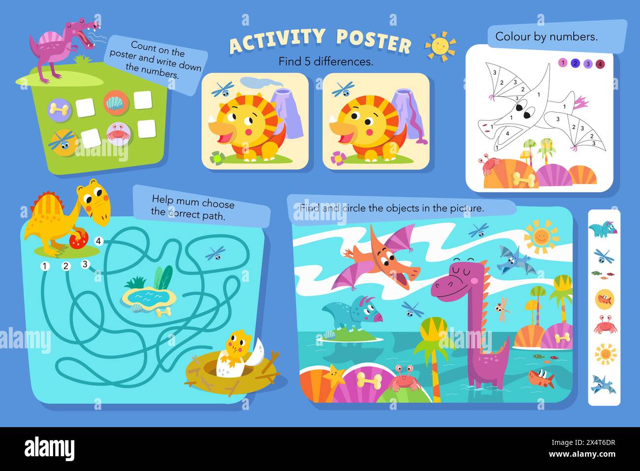 Puzzles, maze, find differences, write numbers. Coloring page. Games ...