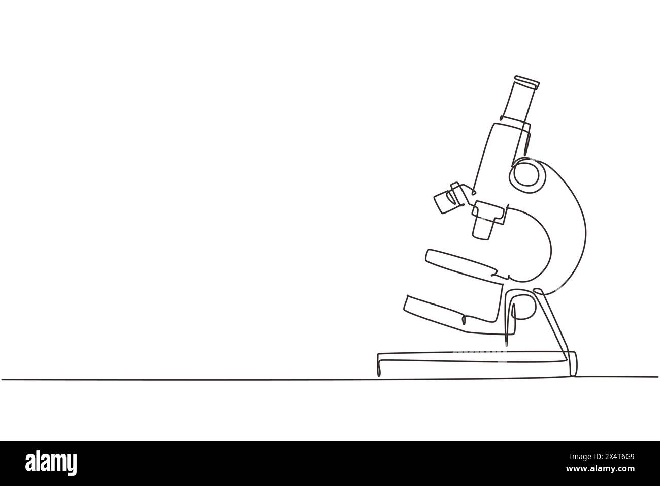 Single continuous line drawing simple microscope. Lab microscope to ...