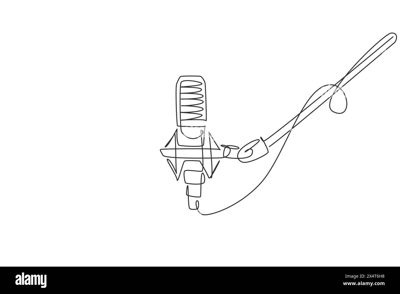 Continuous one line drawing microphone isolated with clipping path ...