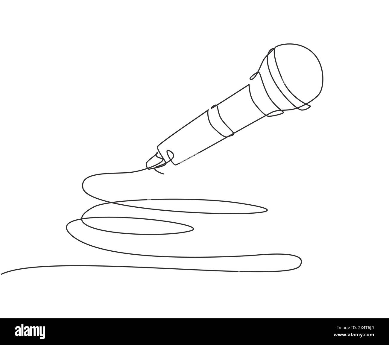 Single one line drawing microphone for karaoke. Illustration on white ...