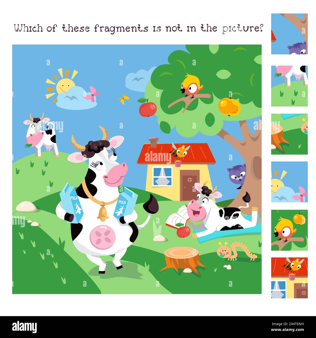 Find the hidden fragments. Educational game for kids. Animals on farm ...