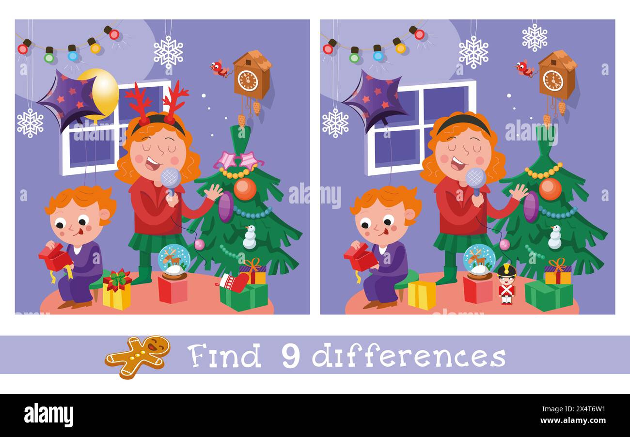 Find 9 differences. Educational puzzle game for children. Cute boy and ...