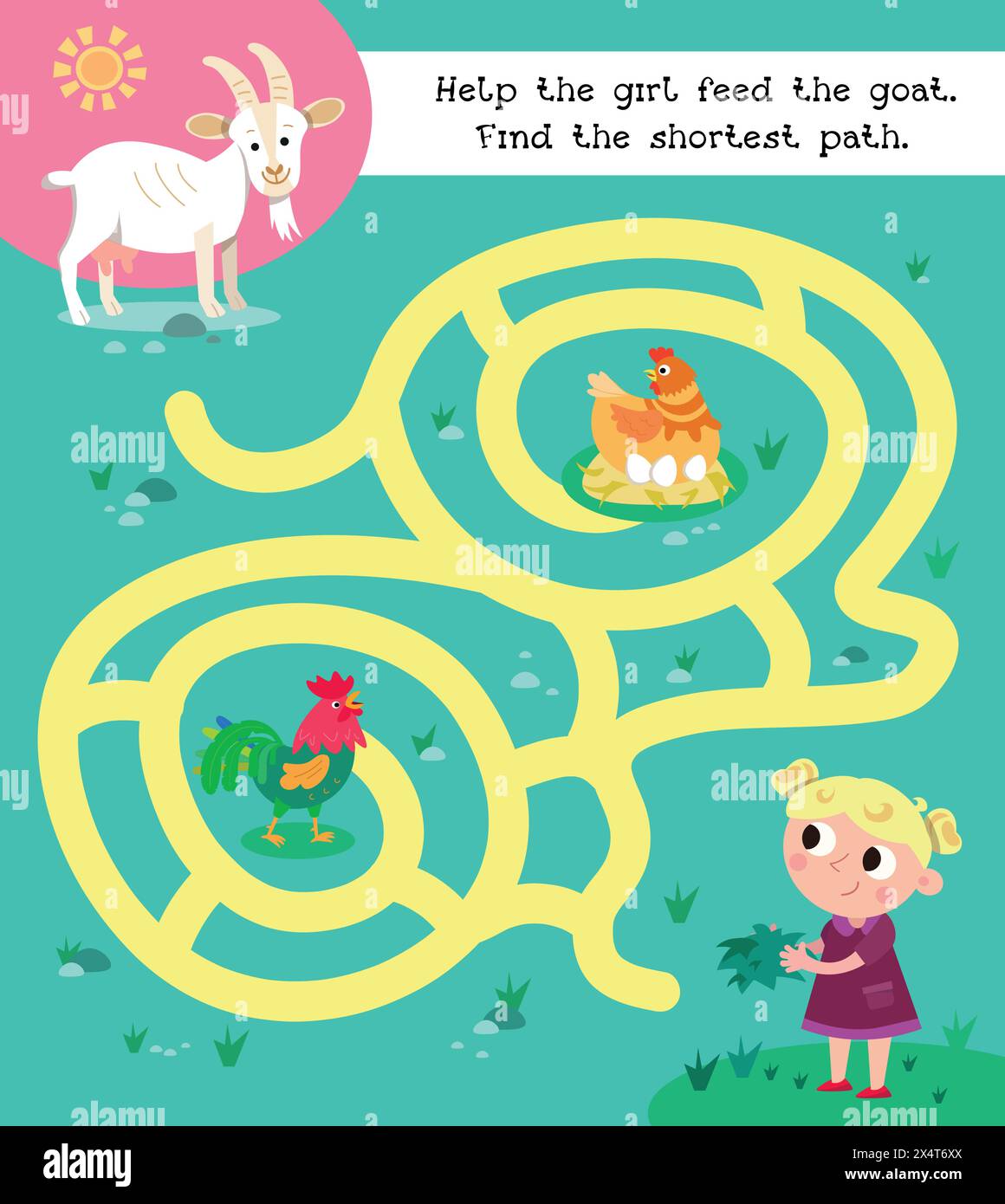 Maze game, activity for children. Puzzle for kids. Vector illustration ...