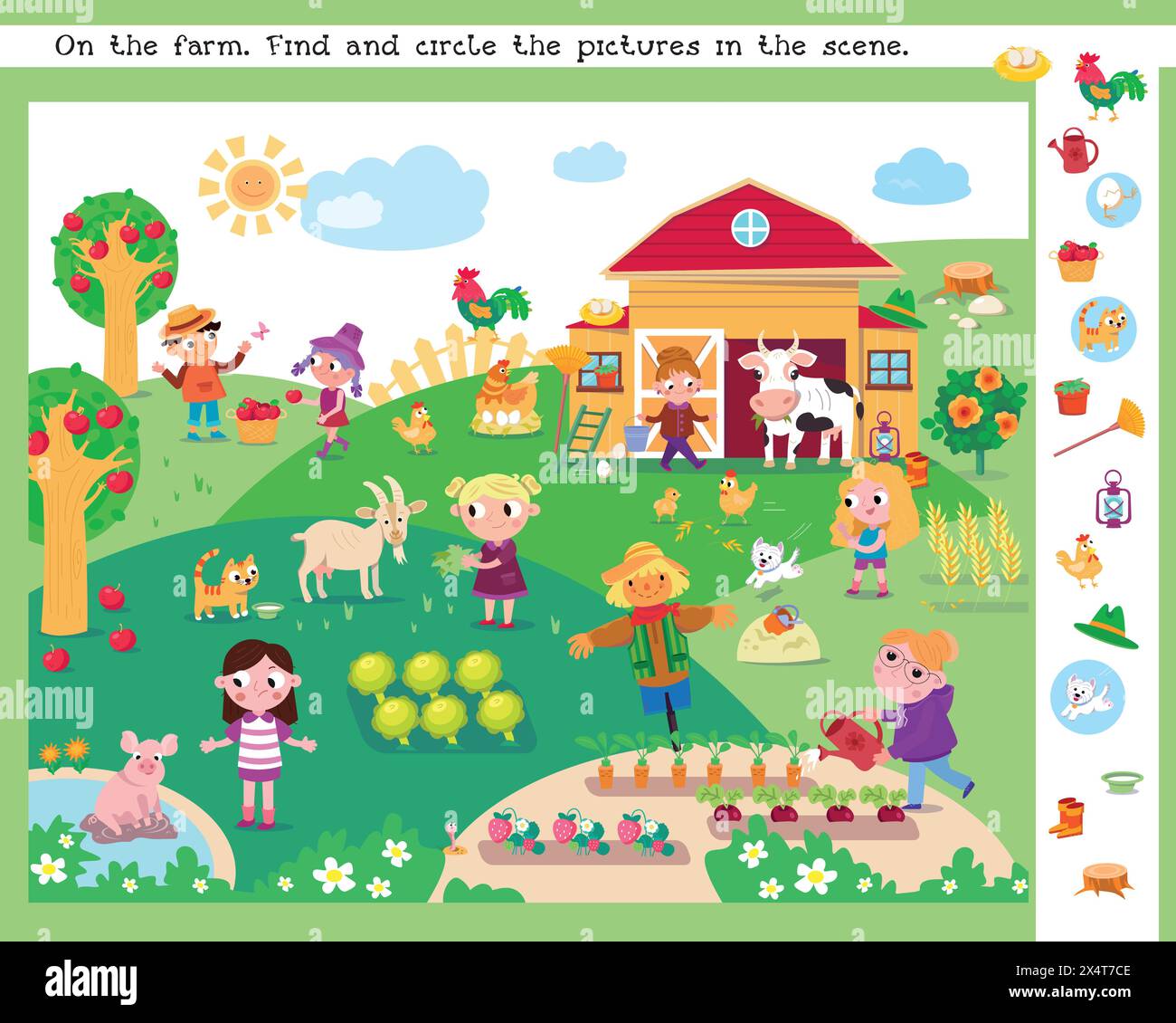 Find hidden objects in picture. Educational puzzle game for kids. Cute ...