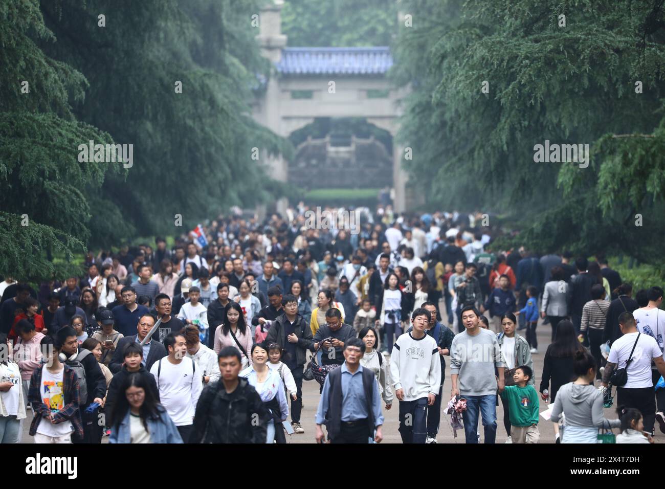 NANJING, CHINA - MAY 5, 2024 - Tourists visit the Mausoleum of Sun Yat ...