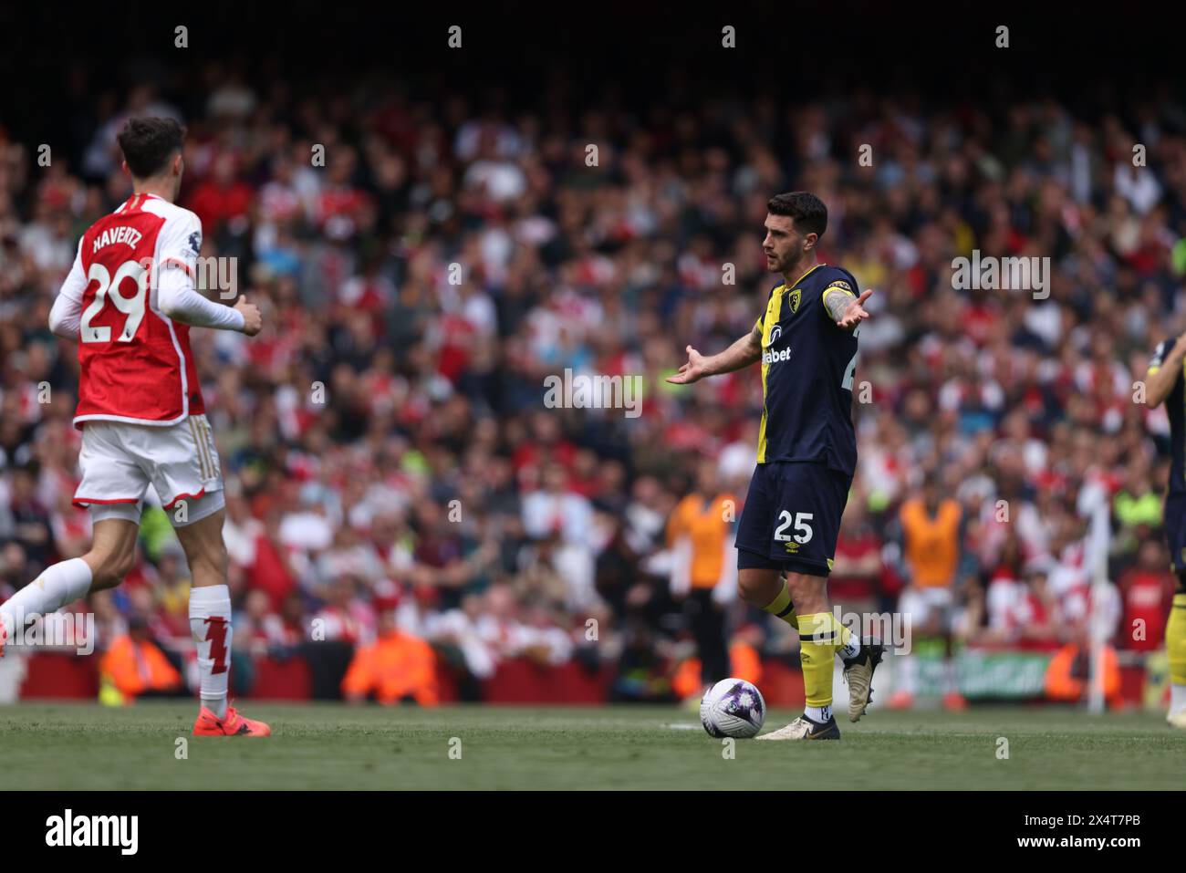 London, UK. 04th May, 2024. Marcos Senesi (AFC B) at the Arsenal v AFC Bournemouth EPL match, at ...