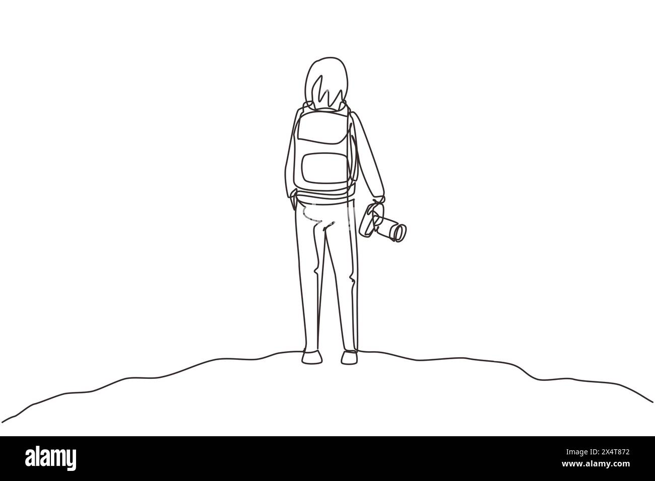 Woman hiker on hill backpack Stock Vector Images - Alamy