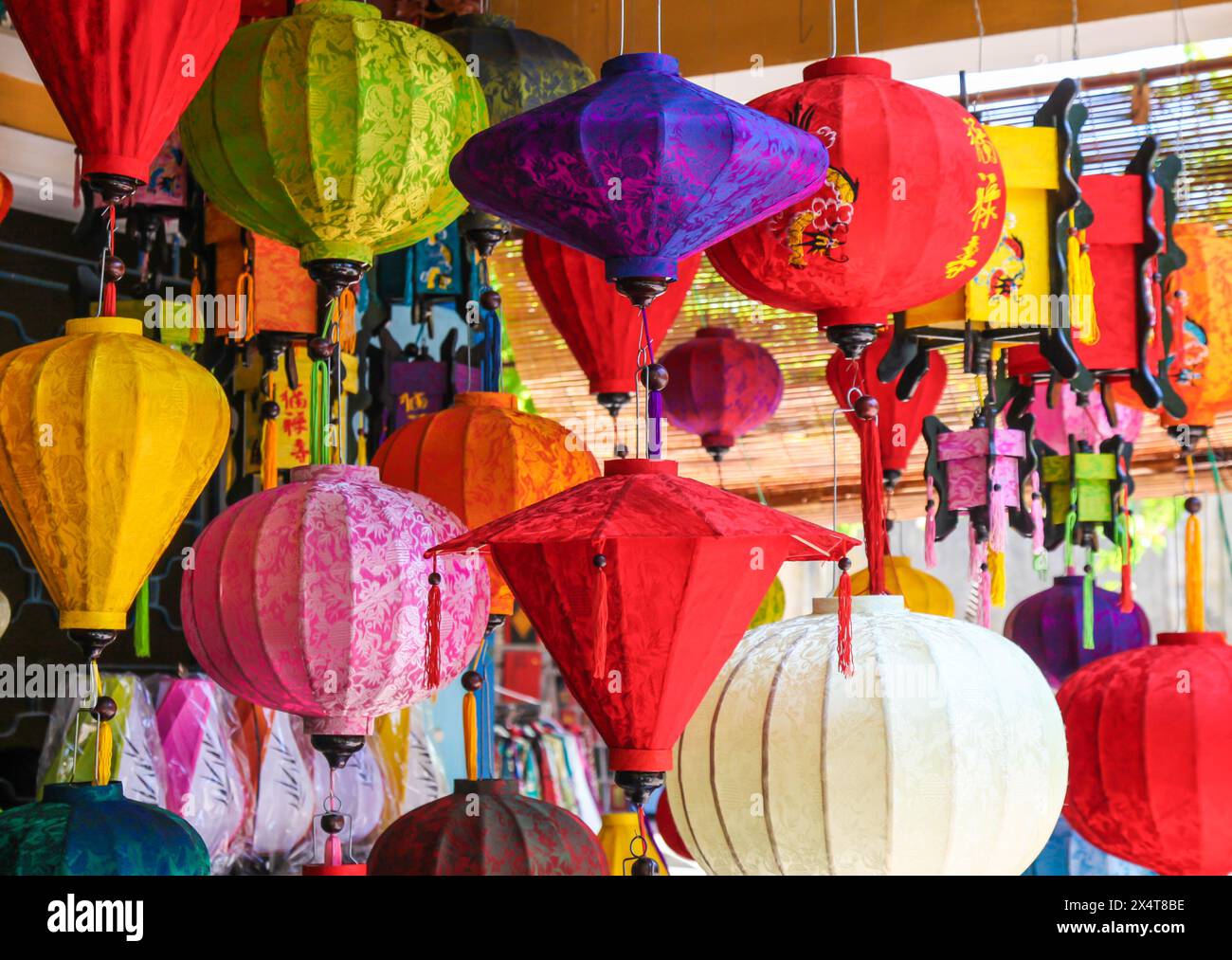 Various colourful lanterns in Hoi An - Vietnam. This town is a popular tourist destination and ...