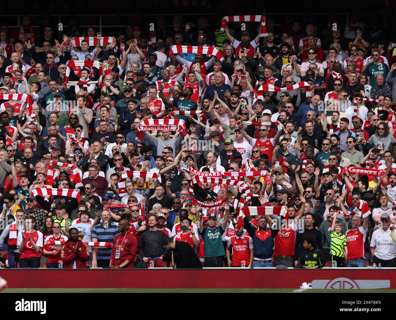 London, UK. 04th May, 2024. Arsenal fans at the Arsenal v AFC ...