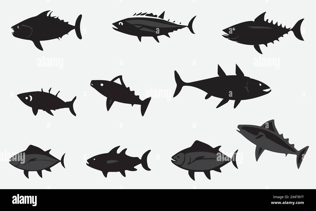 Illustration Minimal Black Bluefin Tuna fish Icon Design Vector EPS 10 ...