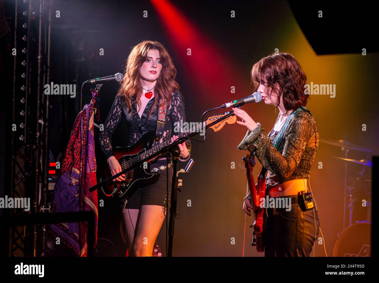 Leeds, UK. 4th May, 2024. Irish rock duo Dea Matrona, Orlaith Forsythe ...