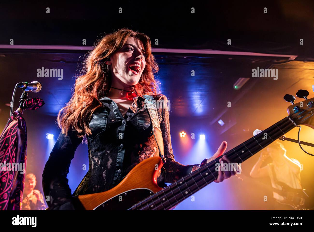 Leeds, UK. 4th May, 2024. Orlait Forsythe, bassist and singer of Irish ...