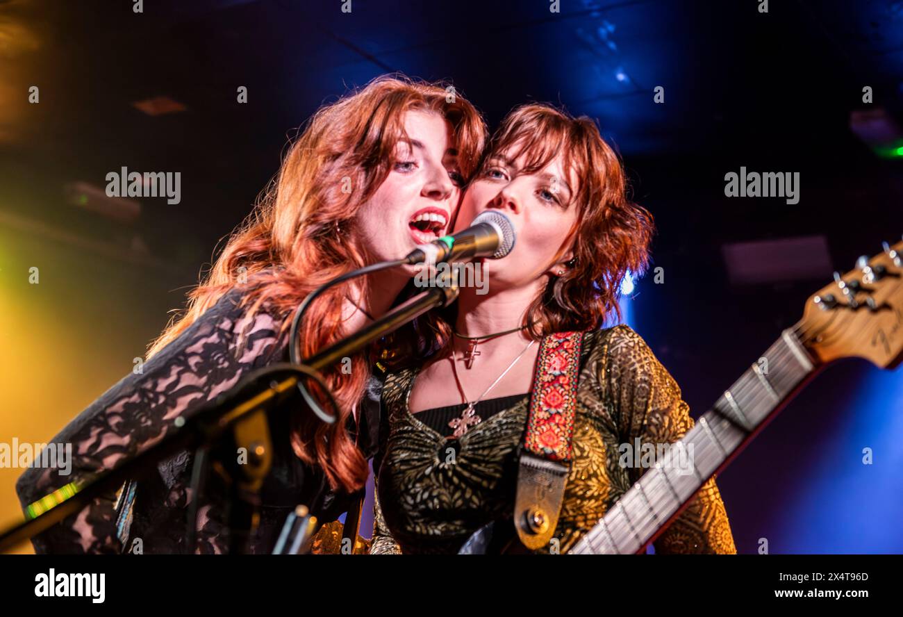 Leeds, UK. 4th May, 2024. Irish rock duo Dea Matrona, Orlaith Forsythe ...